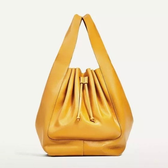 Zara | Bags | Nwt Zara Soft Leather Mustard Color Bucket Bag | Poshmark